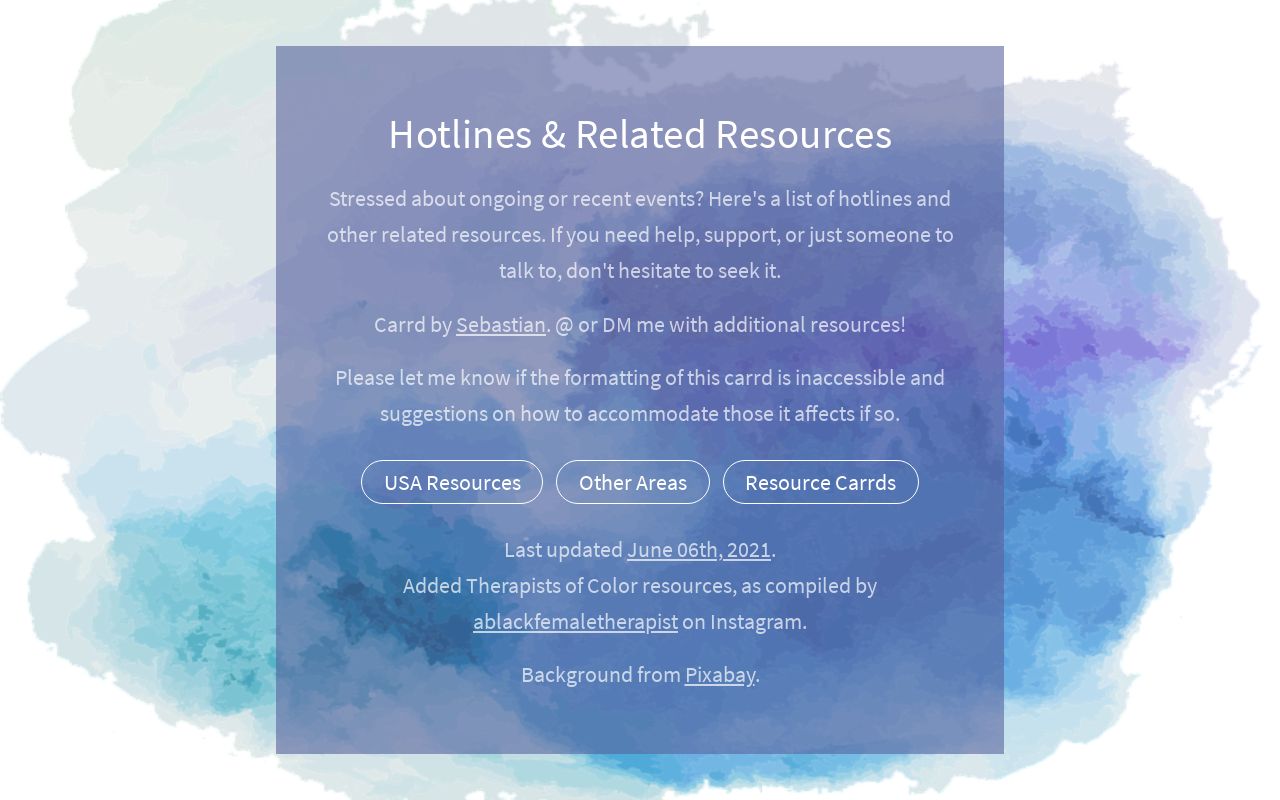 Hotlines & Related Resources